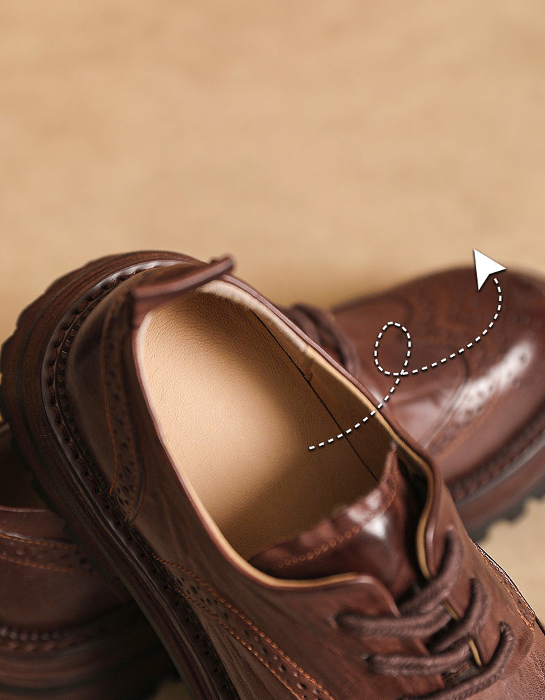 Handmade Brogue Style Wide Toe Box Oxford Shoes — Obiono