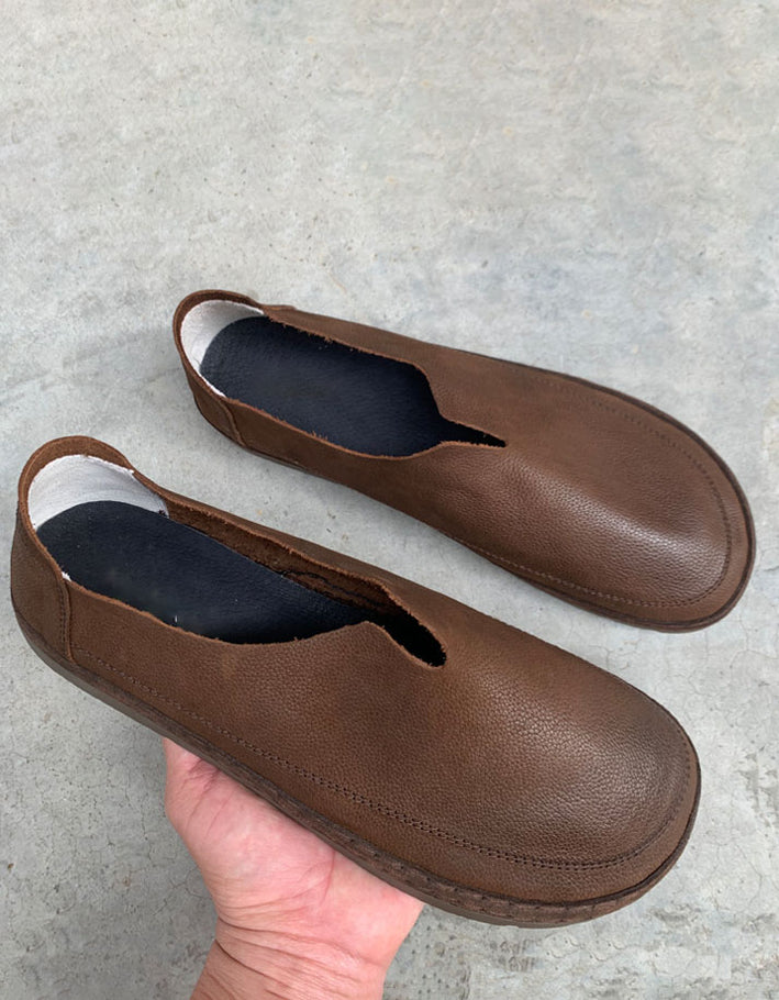 Comfortable Leather Handmade Retro Flats for Men — Obiono