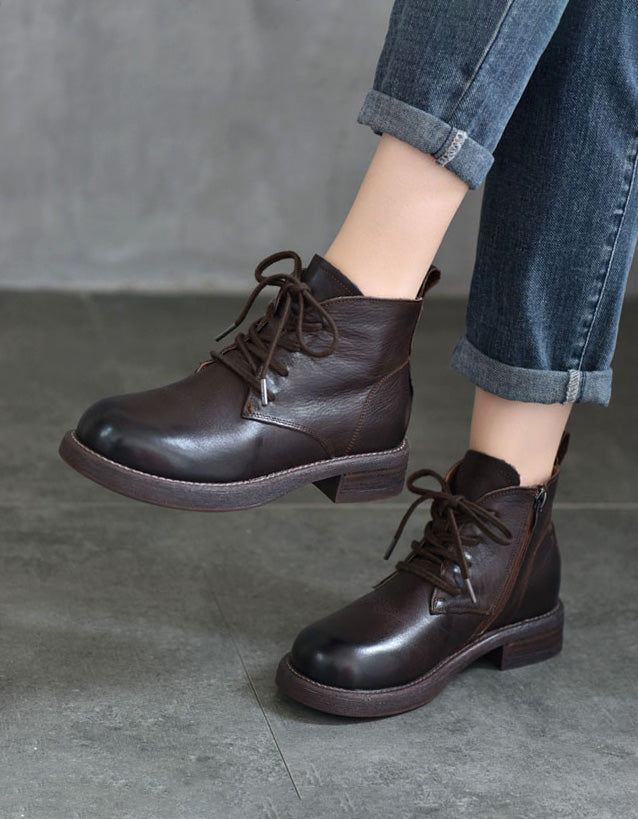 Handmade Comfortable Leather Lace-up Marten Boots — Obiono