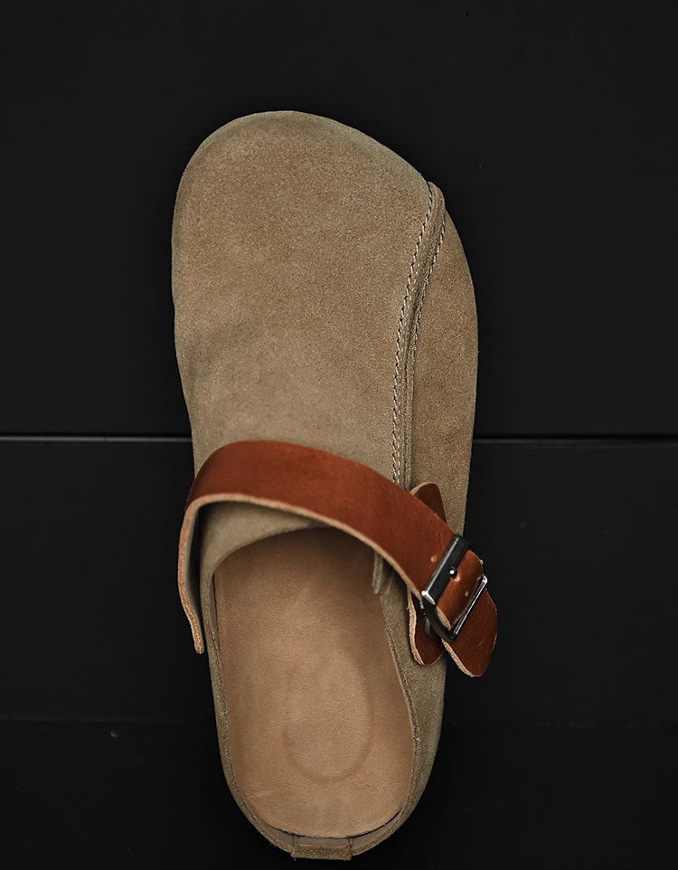 Comfortable Leather Wide Toe Box Clogs Slippers — Obiono