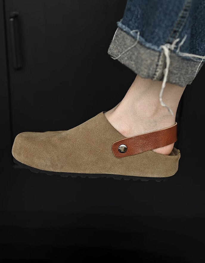 Comfortable Leather Wide Toe Box Clogs Slippers — Obiono