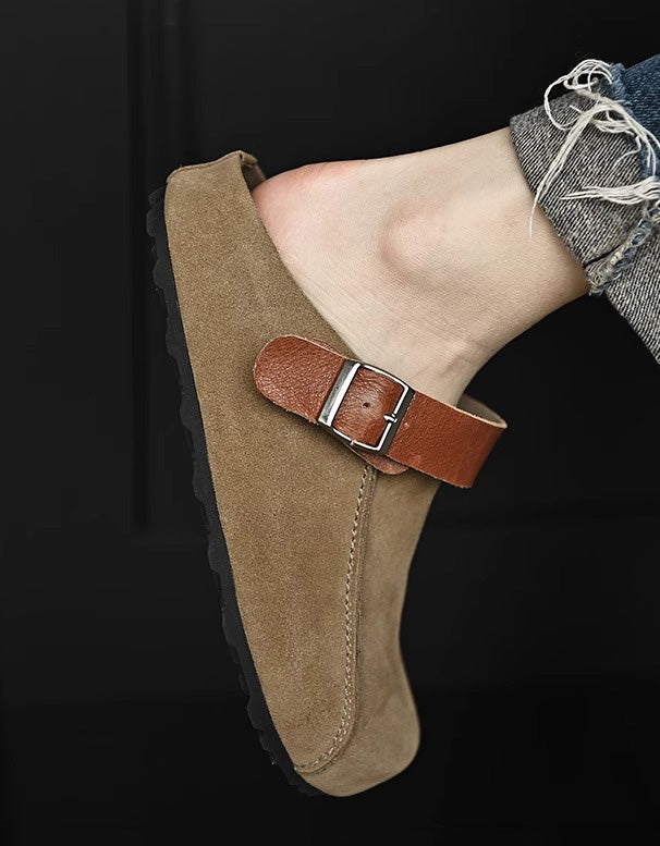 Comfortable Leather Wide Toe Box Clogs Slippers — Obiono