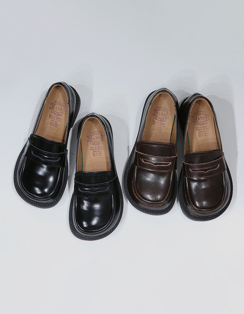 Comfortable Retro Leather Wide Toe Box Loafers — Obiono
