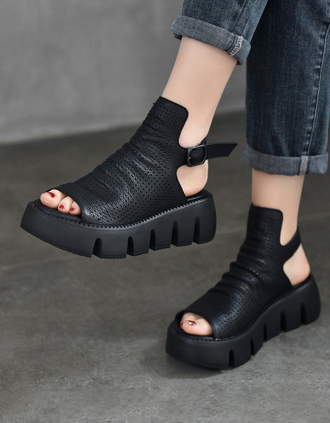 Comfortable Open Toe Retro Platform Sandals Slingback — Obiono