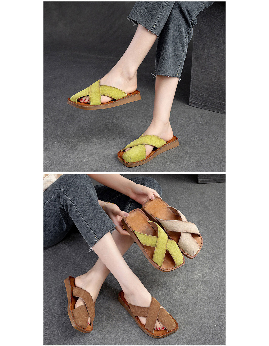 Comfortable Square Toe Suede Summer Slippers — Obiono