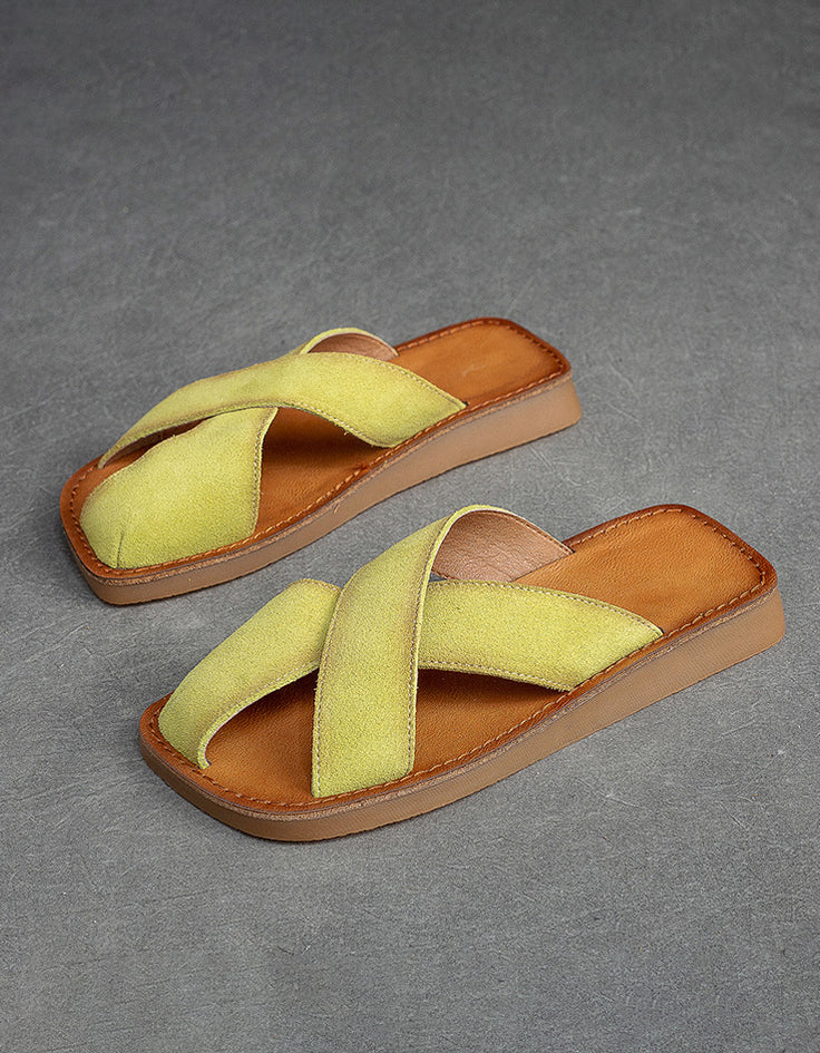 Comfortable Square Toe Suede Summer Slippers — Obiono