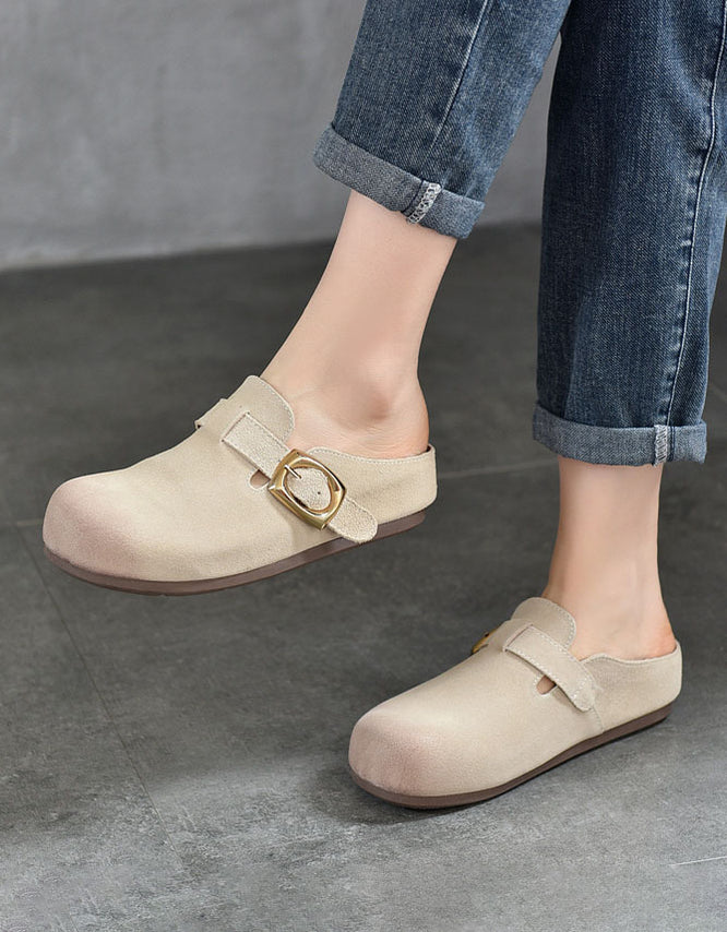 Comfortable Suede Buckle Wide Toe Box Clogs — Obiono
