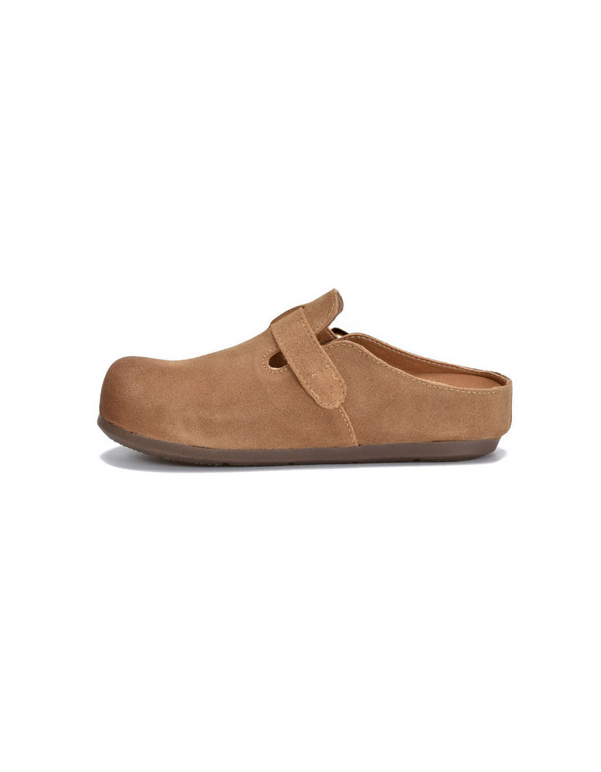 Comfortable Suede Buckle Wide Toe Box Clogs — Obiono