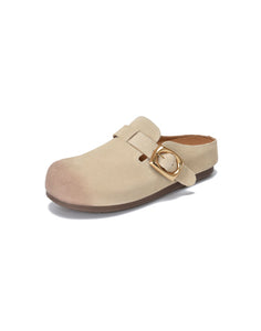 Comfortable Suede Buckle Wide Toe Box Clogs — Obiono