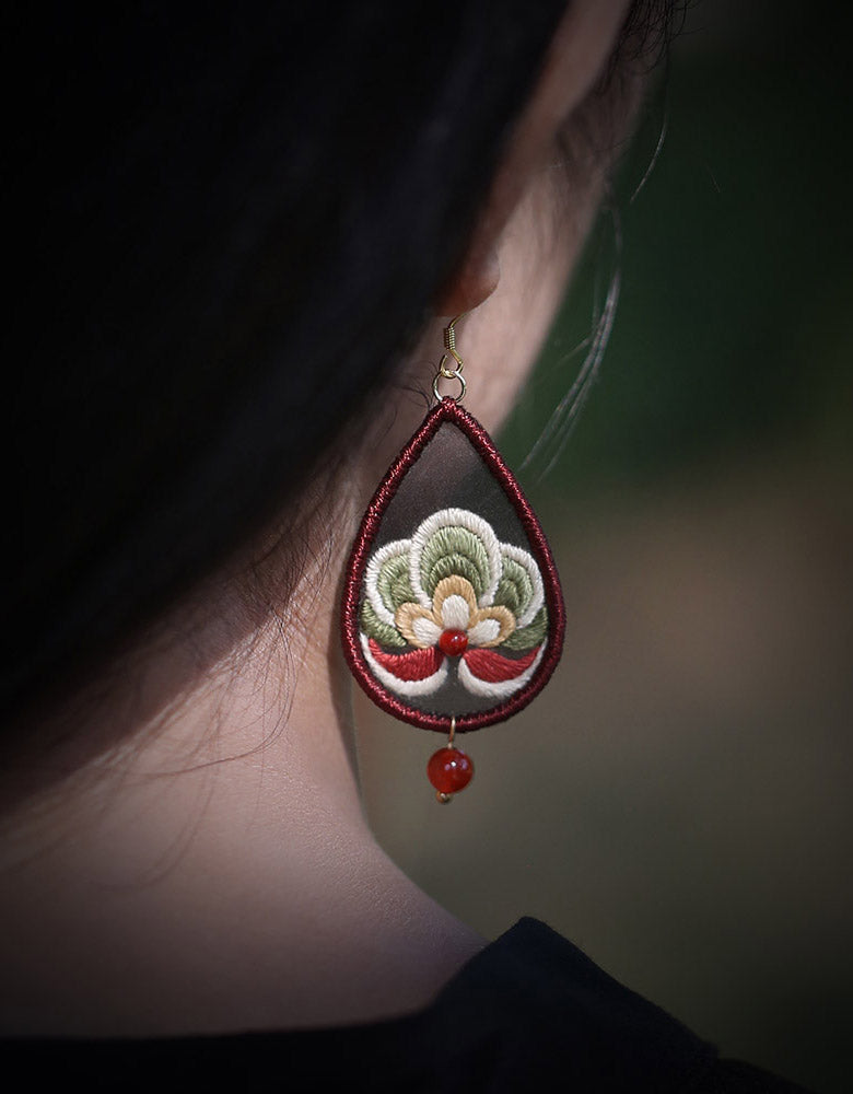 DIY Double-sided Embroidery Earrings (Including DIY materials) — Obiono