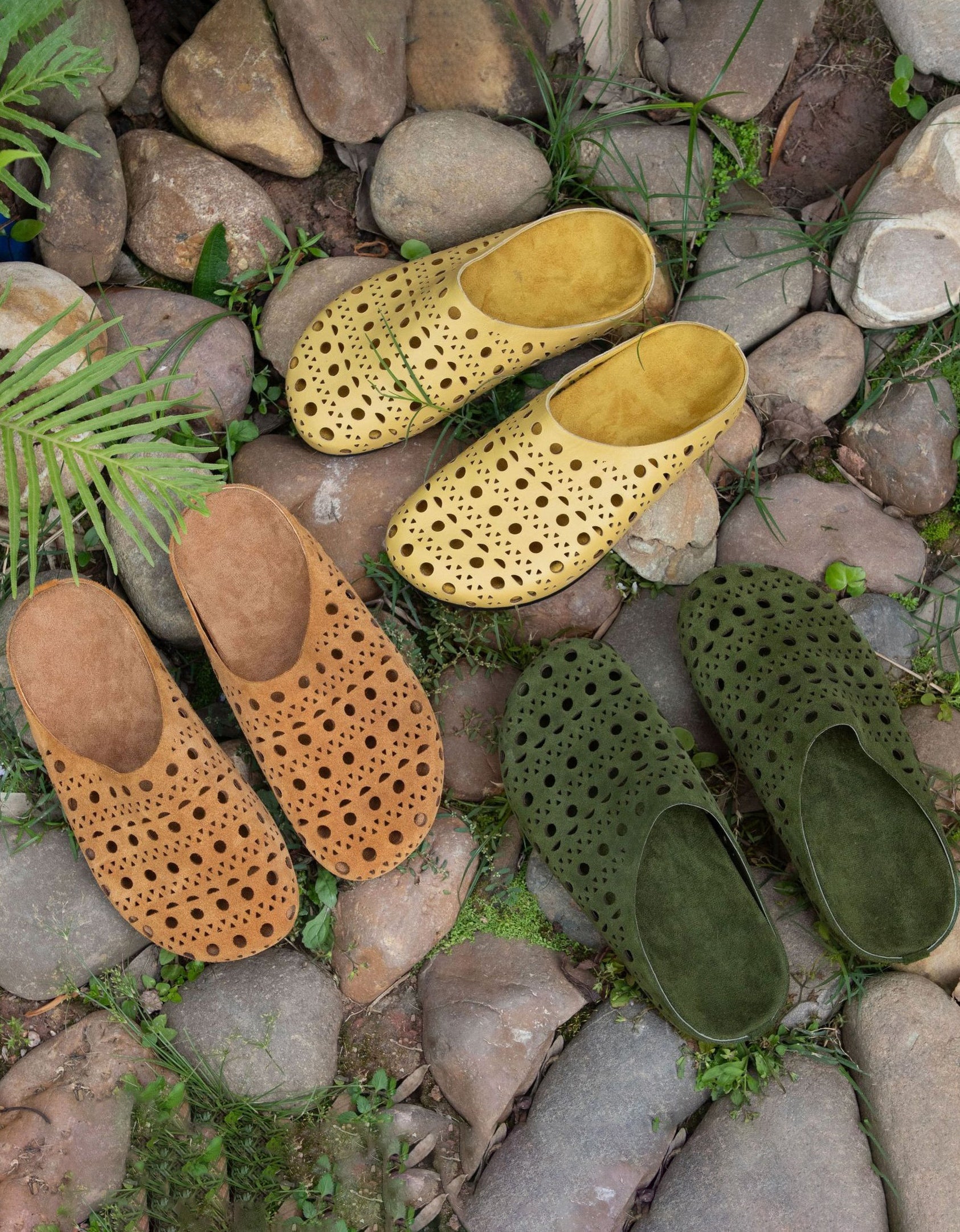 Genuine Leather Breathable Summer Hollow Suede Clogs — Obiono