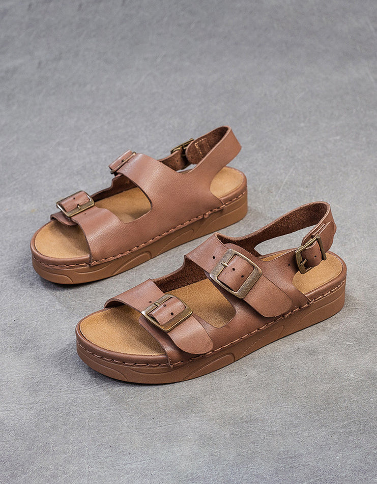 Genuine Leather Double Front Buckle Straps Clogs Slingback — Obiono