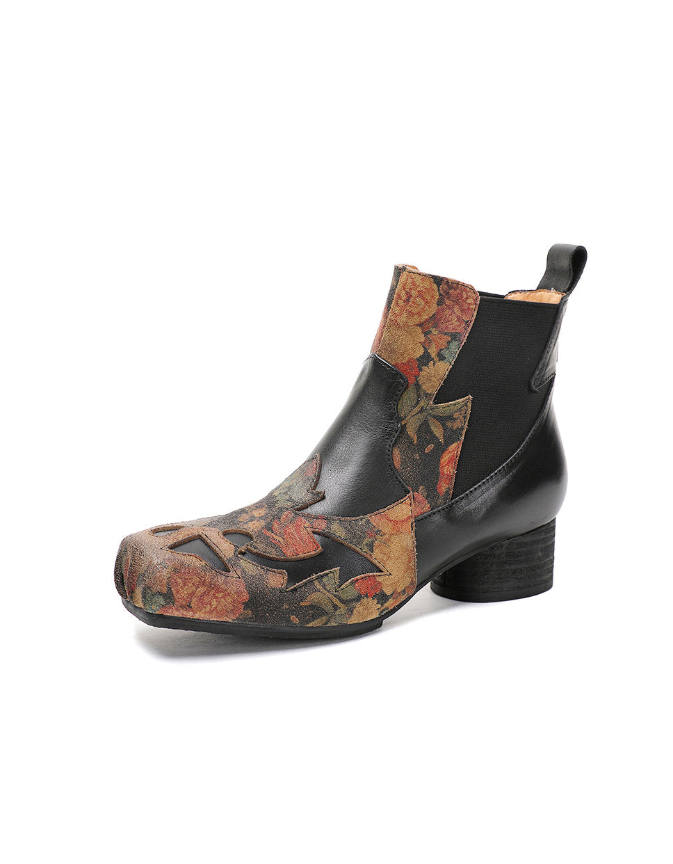 Genuine Leather Ethnic Handmade Square Toe Chunky Heel Boots — Obiono