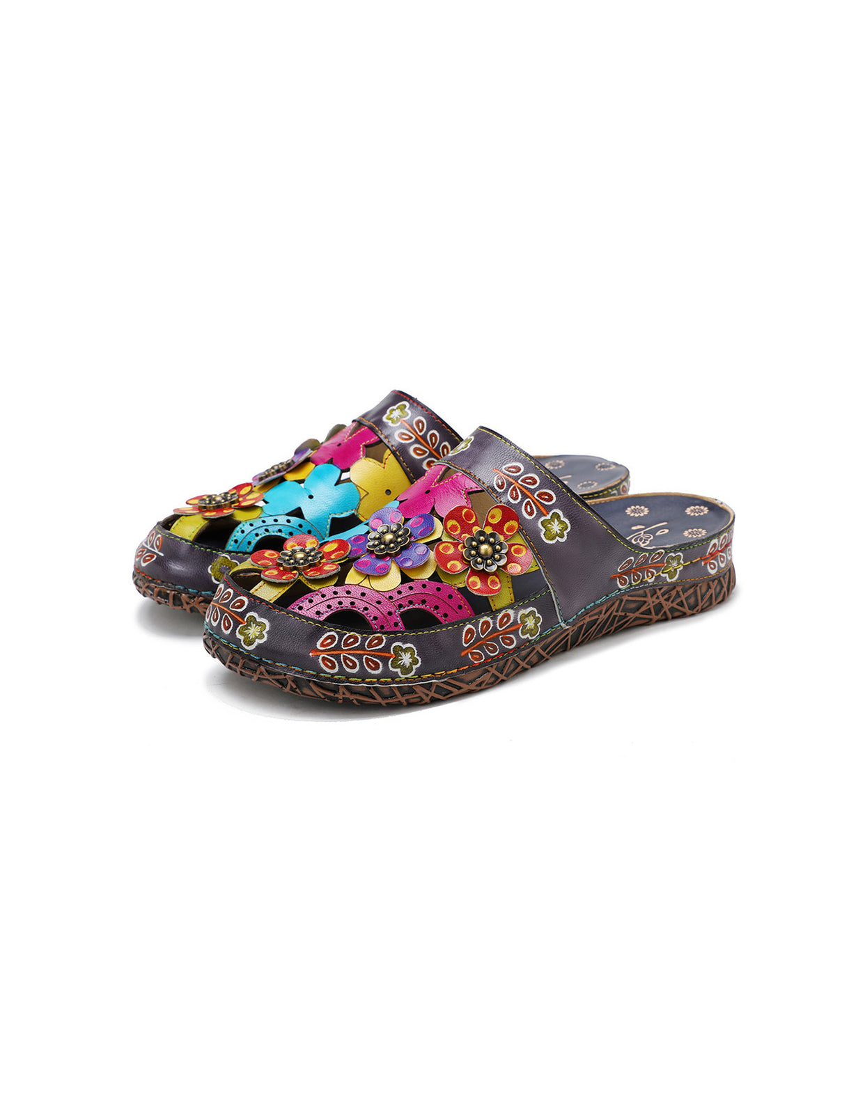 Genuine Leather Hand-rubbed Ethnic Style Retro Slippers 36-42 — Obiono
