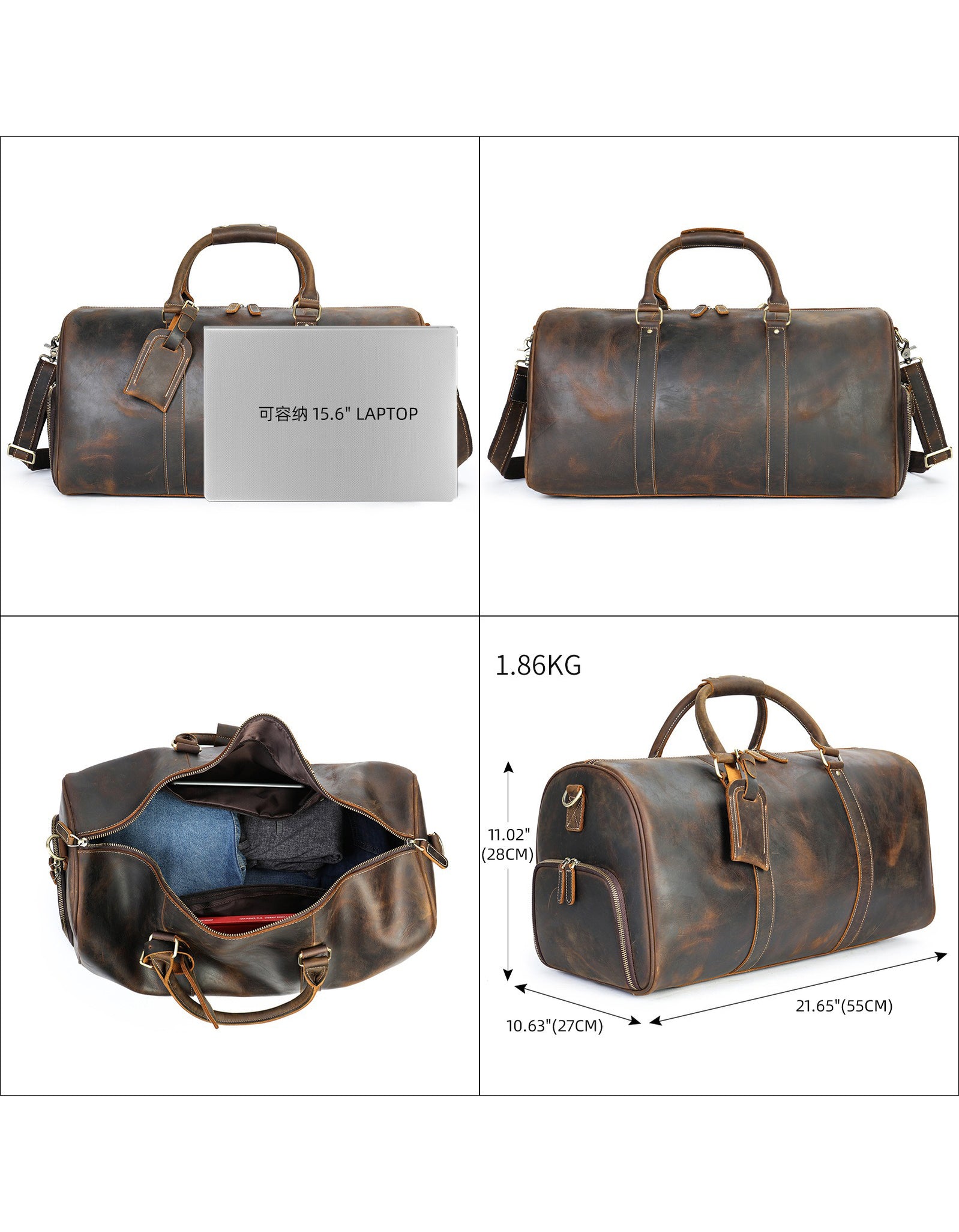 Genuine Leather Handmade Large Capacity Men's Duffle Bag — Obiono