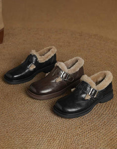Genuine Leather Soft Sole Lamb Wool Shoes — Obiono