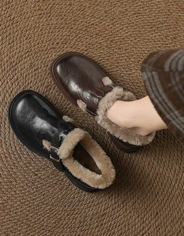 Genuine Leather Soft Sole Lamb Wool Shoes — Obiono