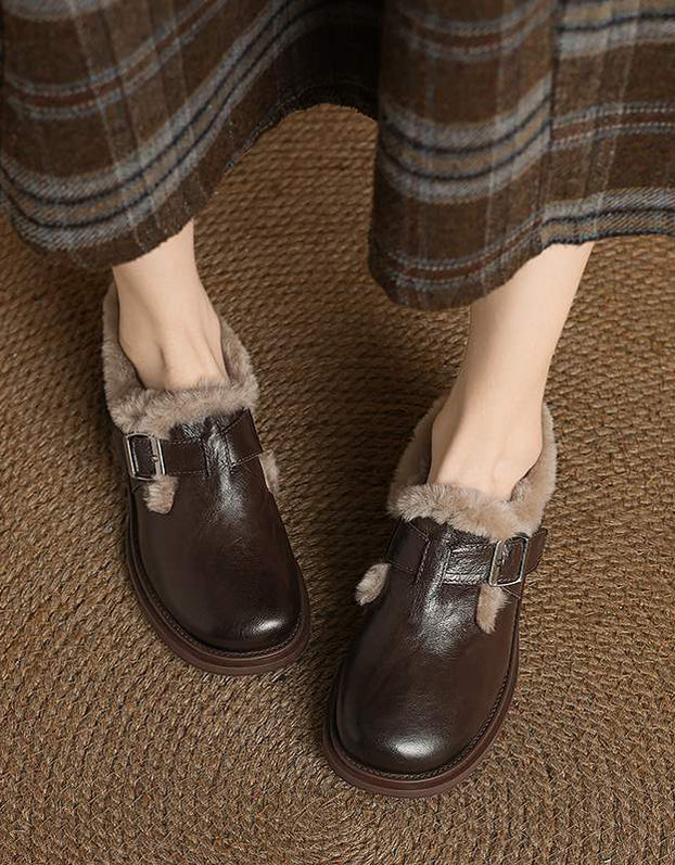 Genuine Leather Soft Sole Lamb Wool Shoes — Obiono