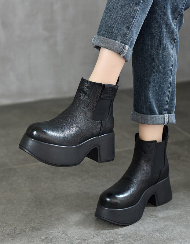Genuine Leather Waterproof Platform Chelsea Boots — Obiono