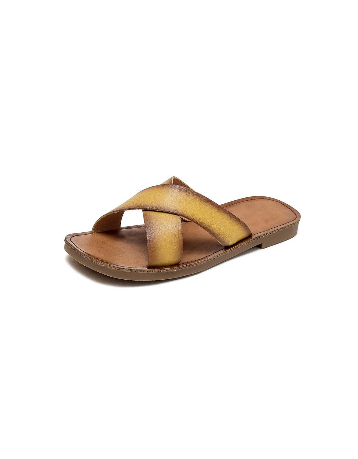 Handmade Cross Strap Soft Leather Slipper — Obiono