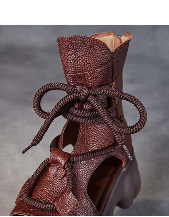 Handmade Open Toe Retro Platform Sandals Boots — Obiono