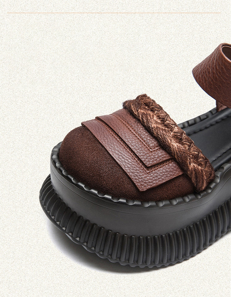 Handmade Retro Wide Toe Box Platform Sandals — Obiono