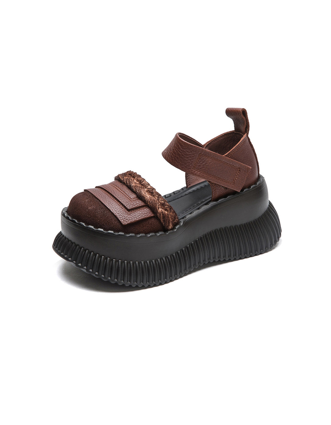 Handmade Retro Wide Toe Box Platform Sandals — Obiono