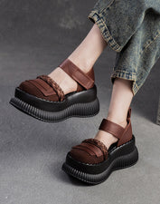 Handmade Retro Wide Toe Box Platform Sandals — Obiono
