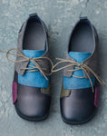 OBIONO Retro Round Head Lace-up Flat Shoes — Obiono