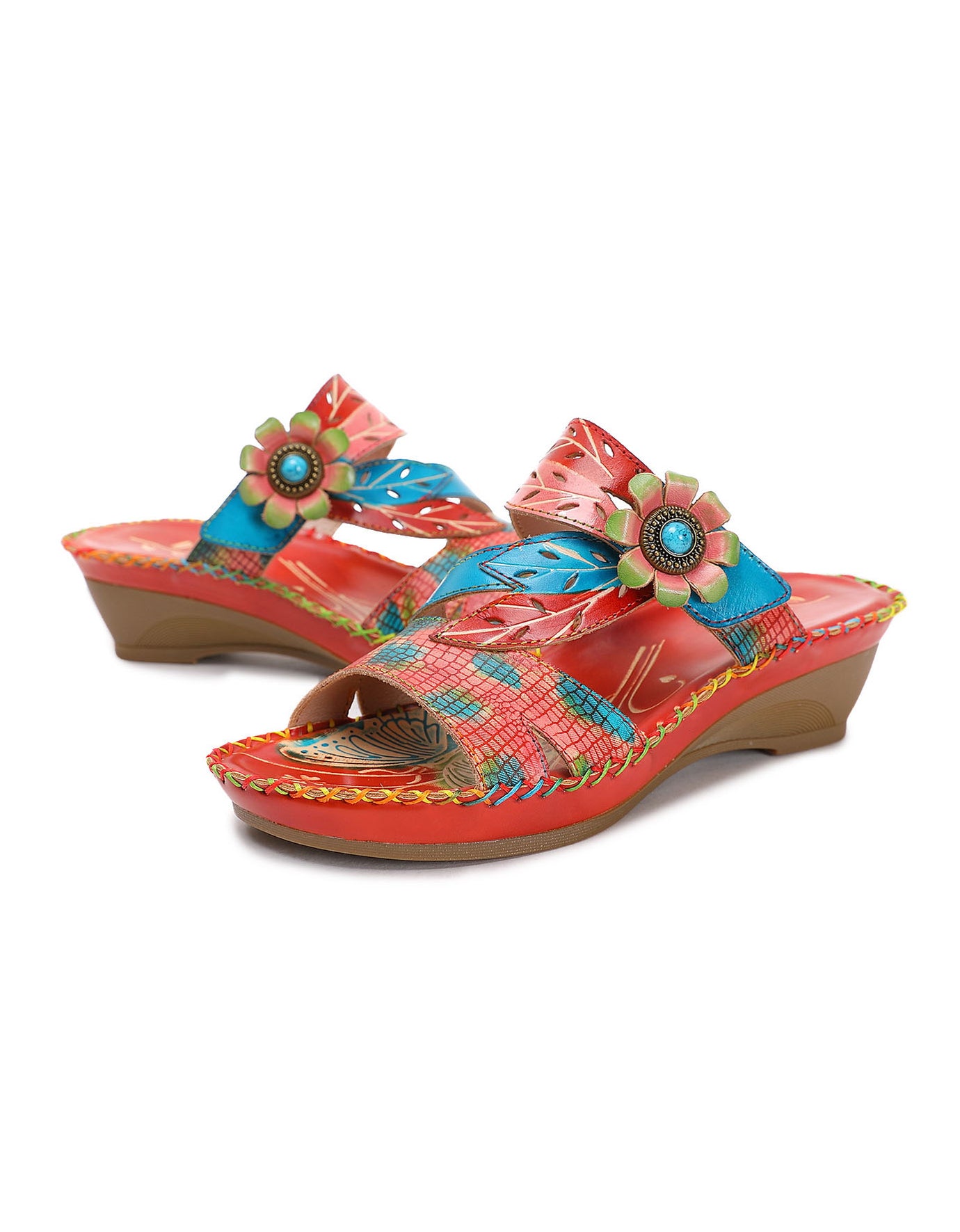 Leather Printed Chinese Style Oriental Slippers — Obiono