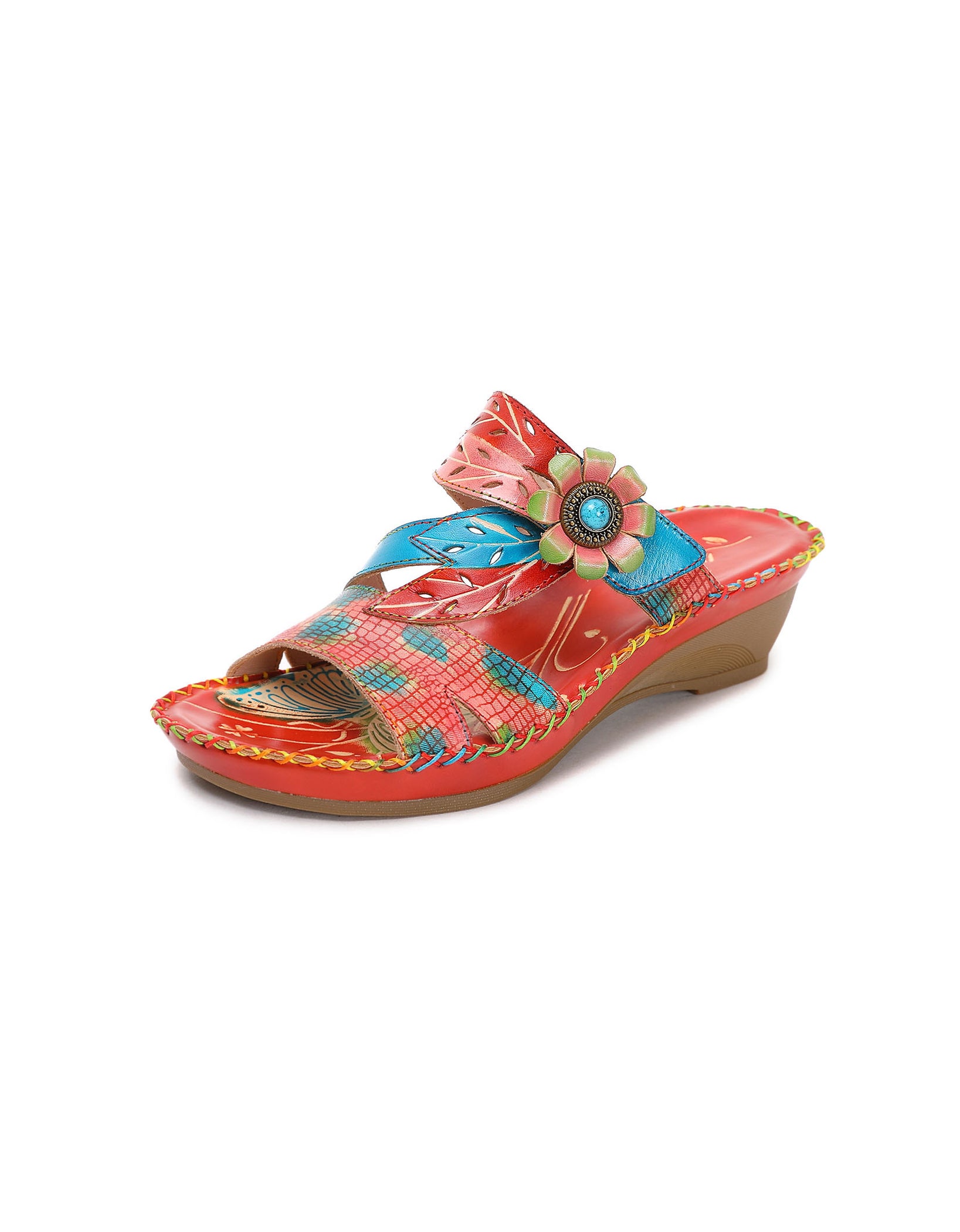Leather Printed Chinese Style Oriental Slippers — Obiono
