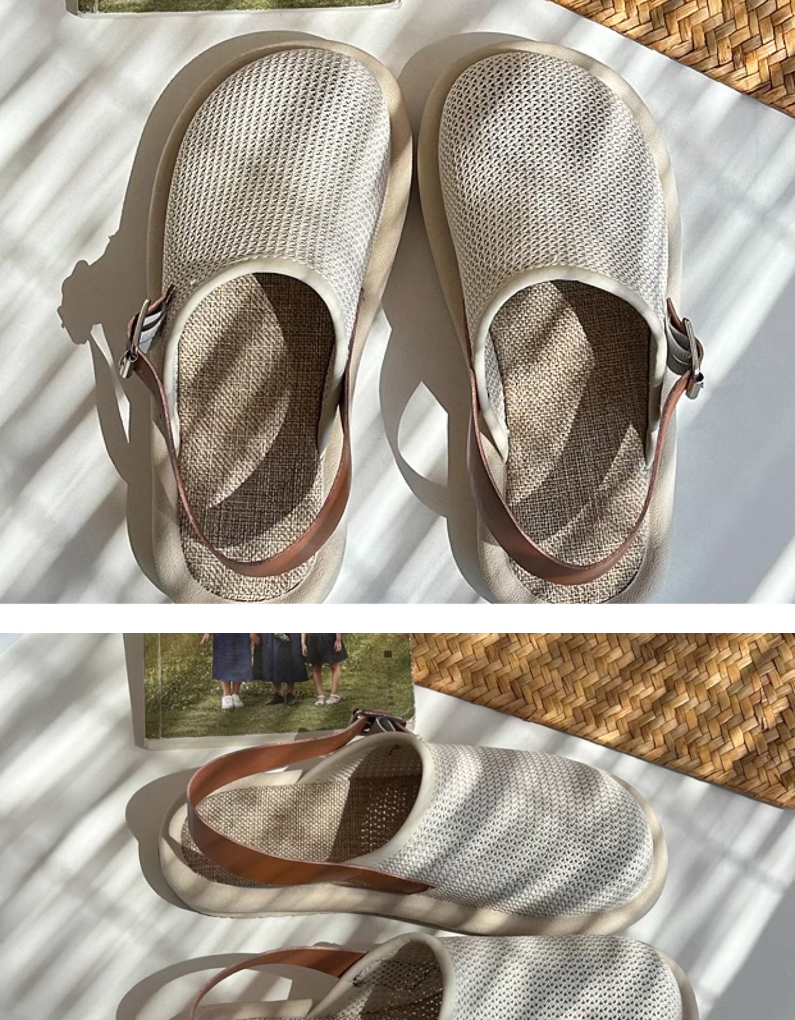 Mesh Cotton Linen Wide Toe Box Slingback Sandals — Obiono