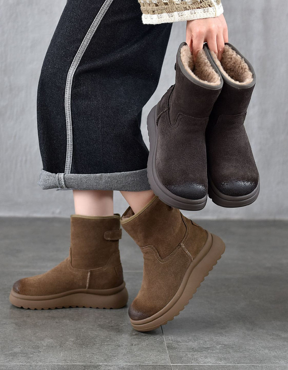 Nos-slip Winter Comfortable Fur Lining Ugg Snow Boots — Obiono