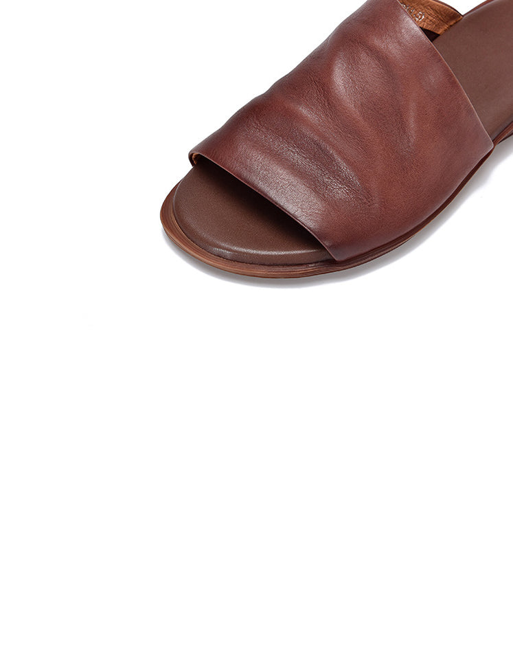 Open Toe Summer Comfortable Leather Slipper Mules — Obiono
