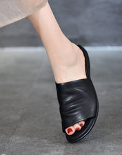 Open Toe Summer Comfortable Leather Slipper Mules — Obiono