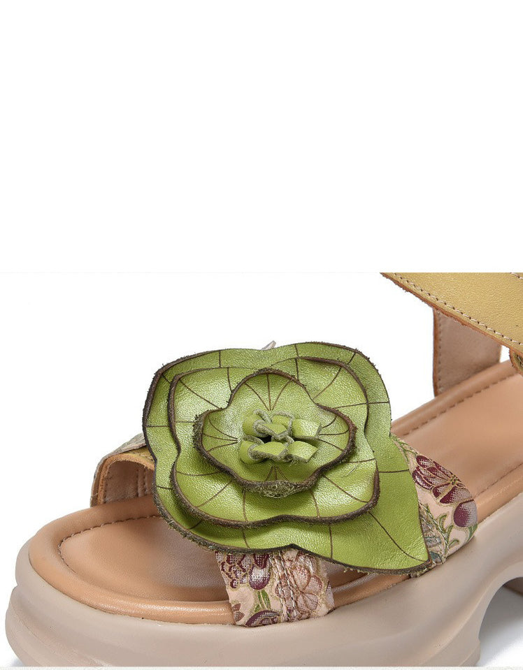Open Toe Summer Flowers Platform Sandals Slingback — Obiono