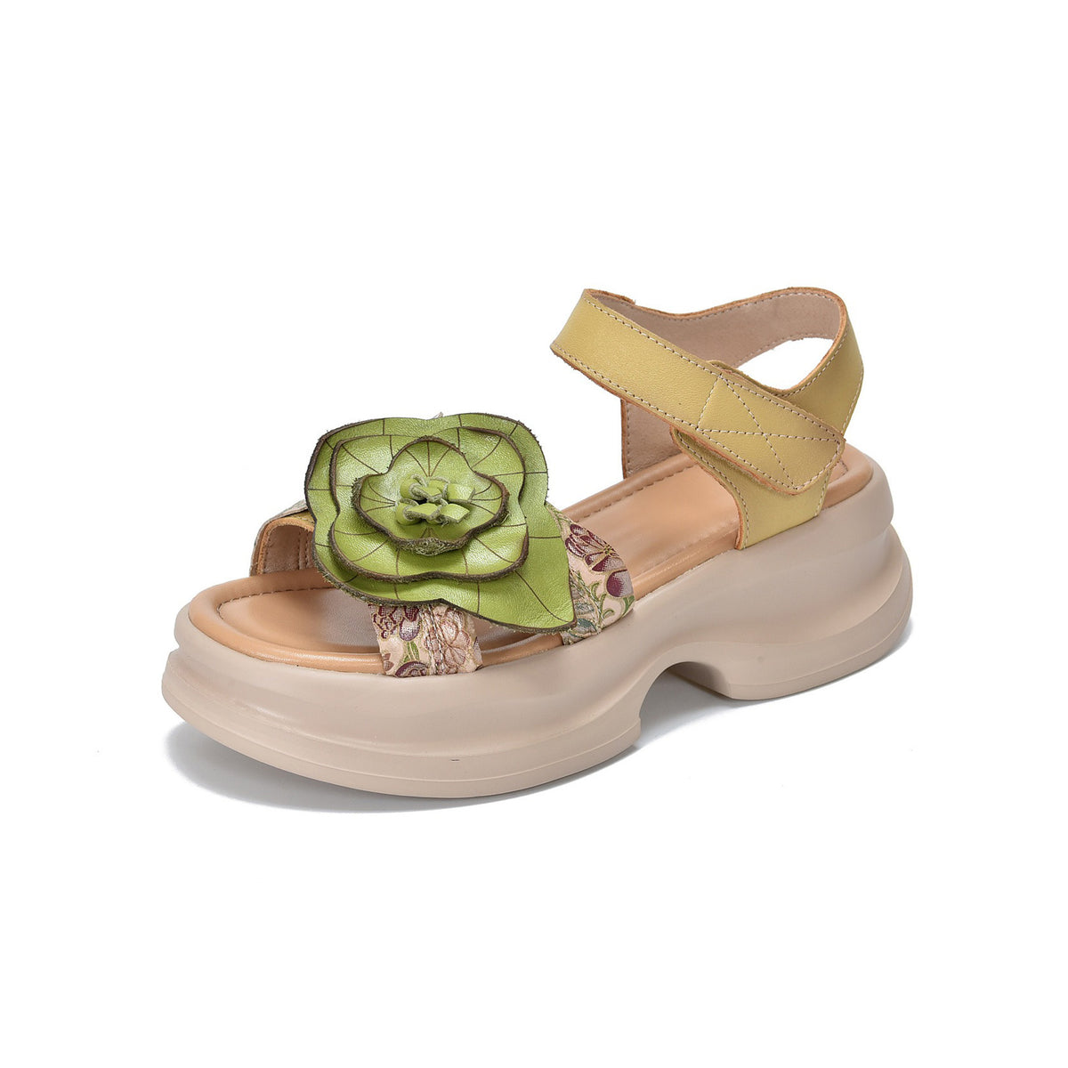 Open Toe Summer Flowers Platform Sandals Slingback — Obiono