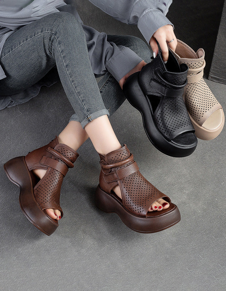 Open Toe Summer Hollow Platform Sandals — Obiono