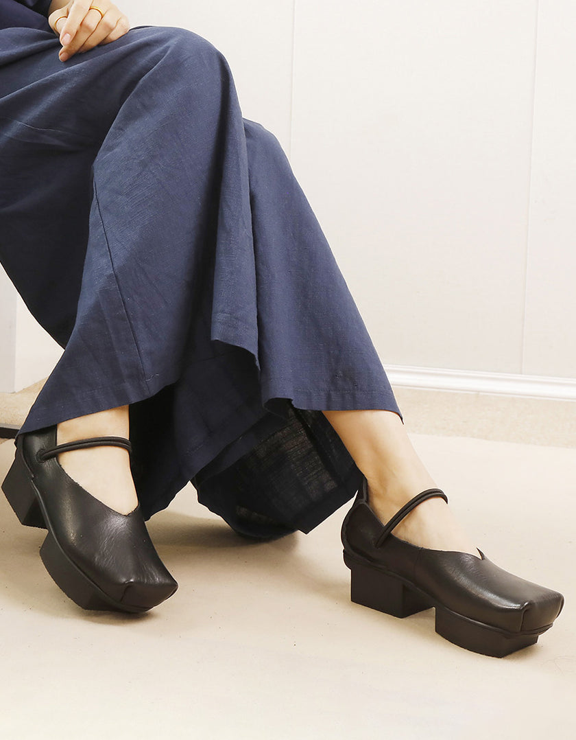 Original Design Square Toe Platform Ethnic Style Shoes — Obiono