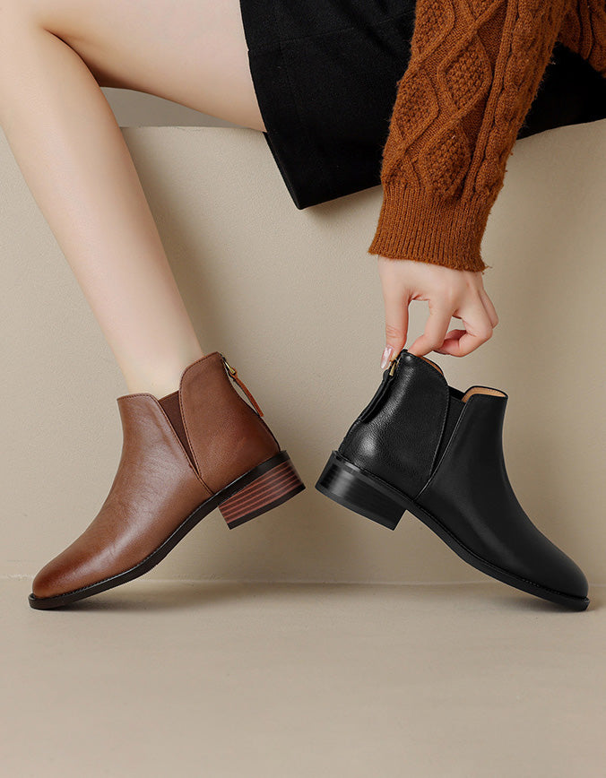 Real Leather Pointed Toe Comfort Chelsea Boots 34-43 — Obiono