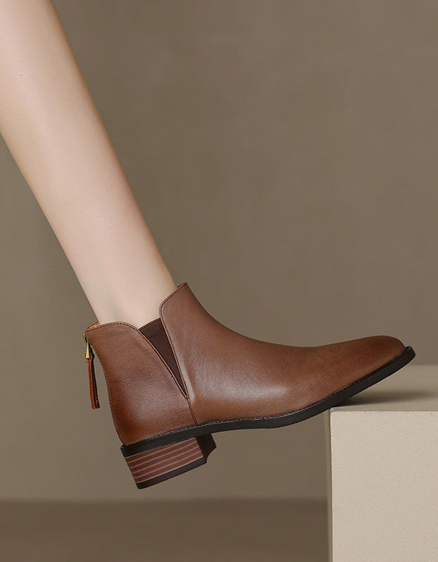 Real Leather Pointed Toe Comfort Chelsea Boots 34-43 — Obiono