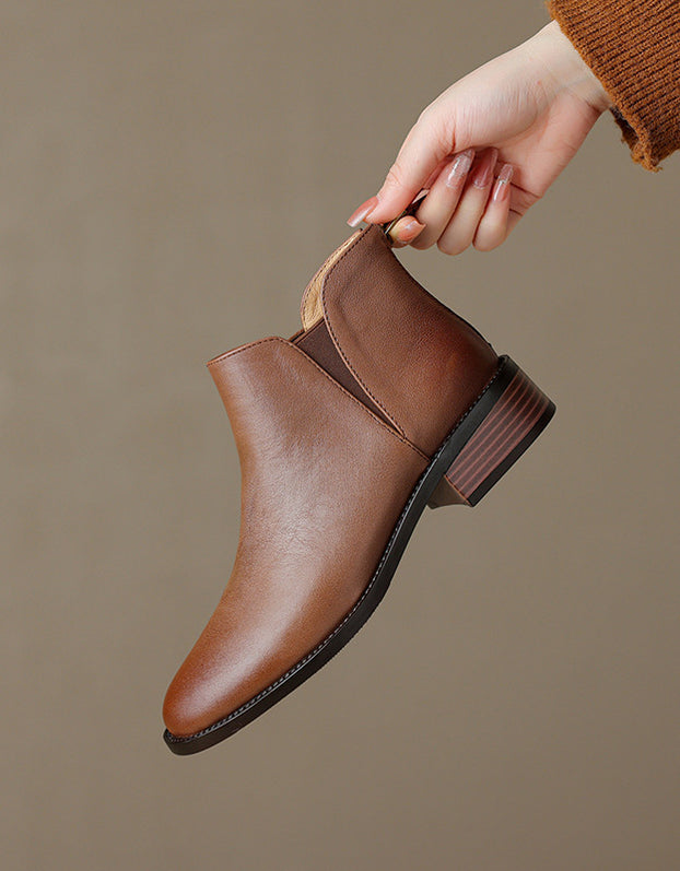 Real Leather Pointed Toe Comfort Chelsea Boots 34-43 — Obiono