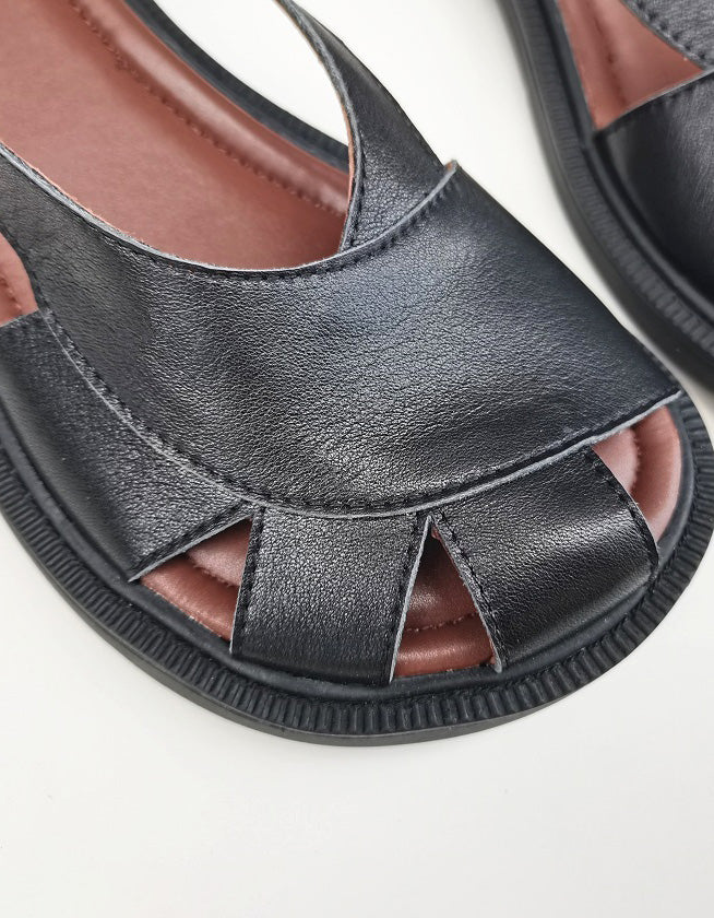 Retro Leather Wide Toe Box Sandals Slingback 35-41 — Obiono