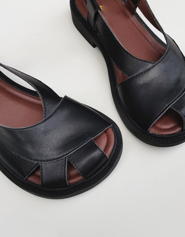 Retro Leather Wide Toe Box Sandals Slingback 35-41 — Obiono