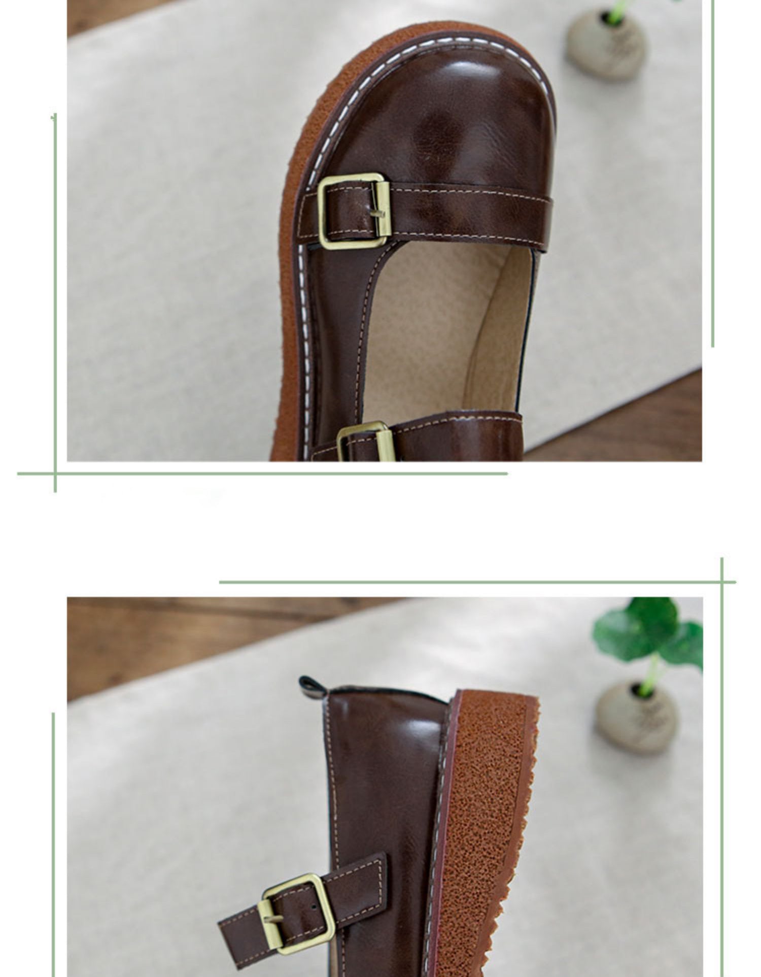 Round Toe Double Straps Mary Jane Shoes — Obiono