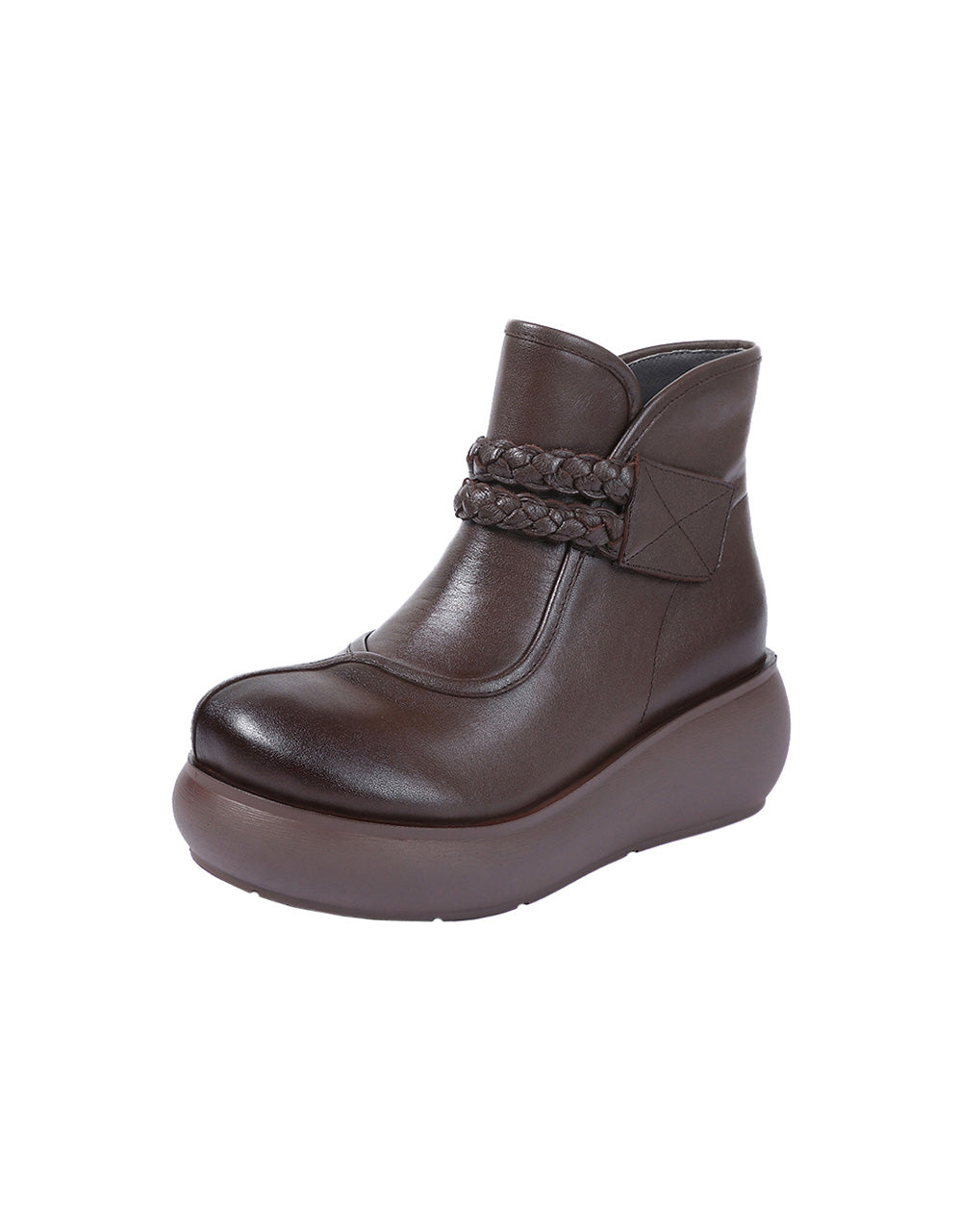 Ankle Velcro Wide Toe Box Retro Wedge Boots — Obiono