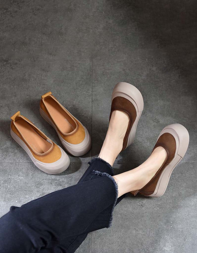 Round Toe Comfortable Soles Platform Retro Flat Shoes — Obiono
