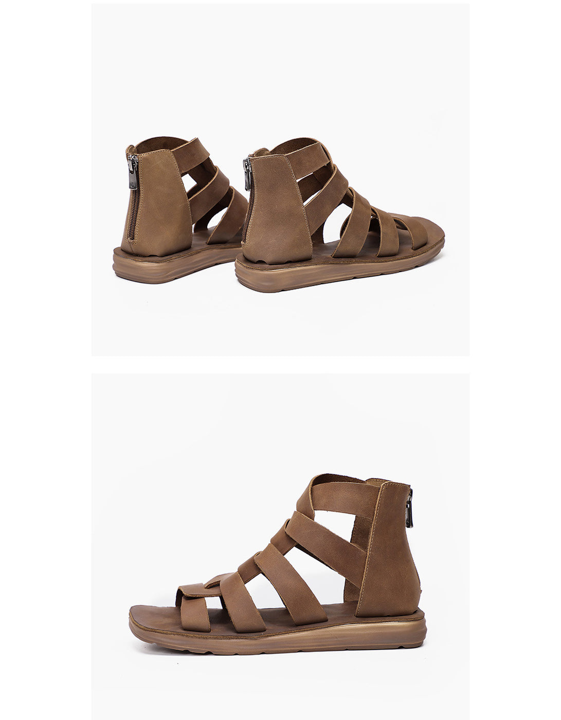 Square Toe Handmade Retro Soft Leather Strap Sandals 41 — Obiono