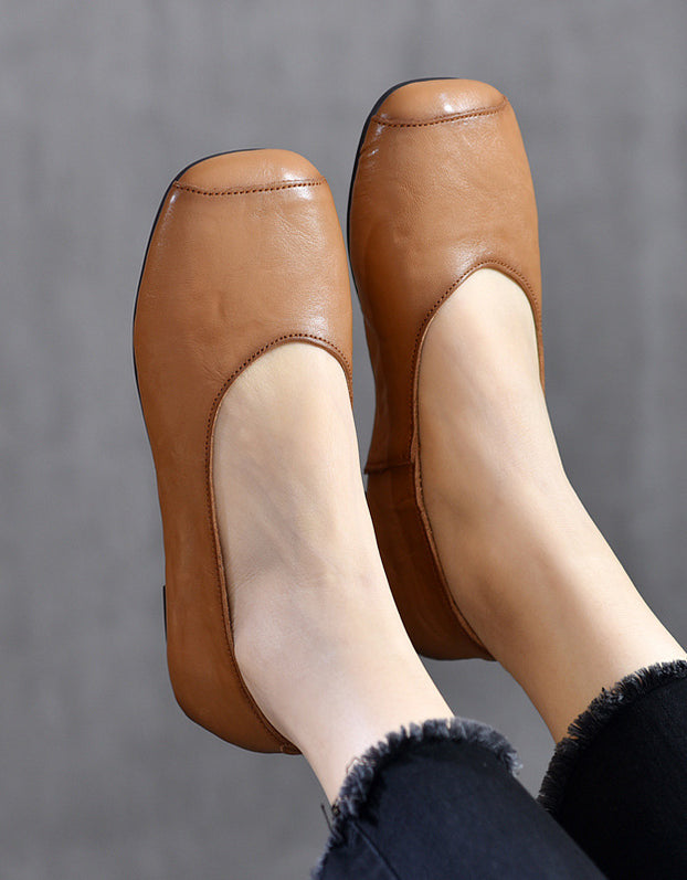 Square Toe Slip-on Retro Flat Shoes Pumps — Obiono
