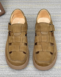 Summer Hollow Breathable Casual Leather Clogs for Men — Obiono